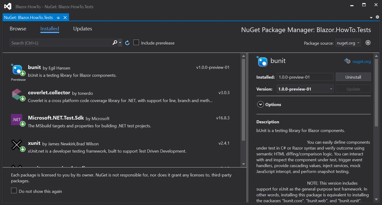 How-to: Add bUnit Test Project to Blazor Solution – DarthPedro's Blog