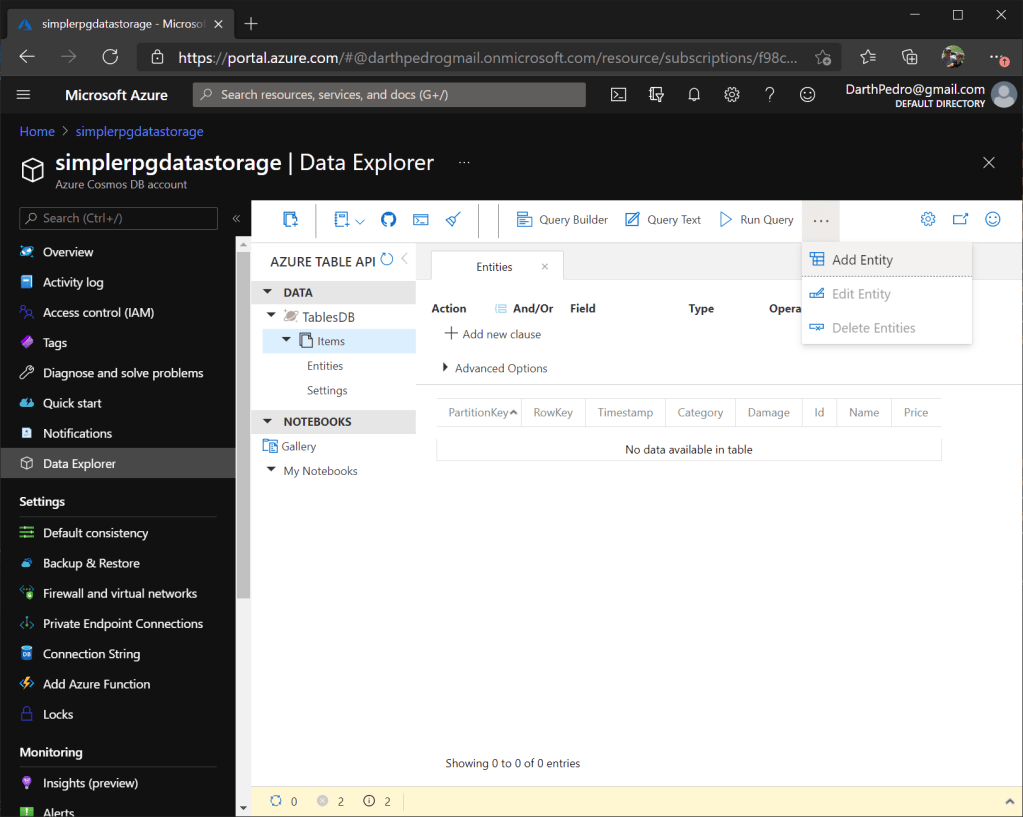 Lesson 6.5: Create Azure Tables with Game Data – DarthPedro's Blog
