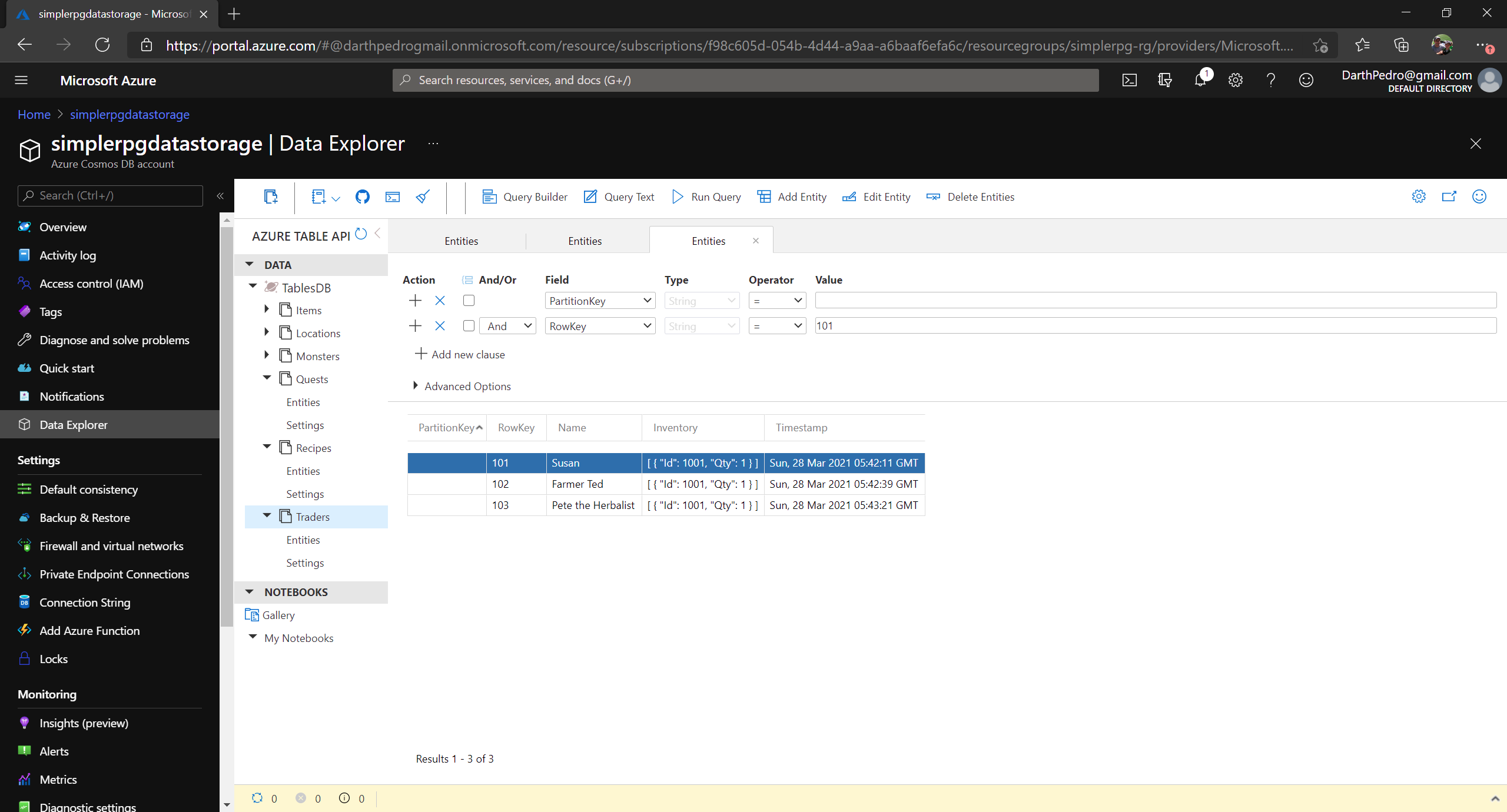 Lesson 6.5: Create Azure Tables with Game Data – DarthPedro's Blog